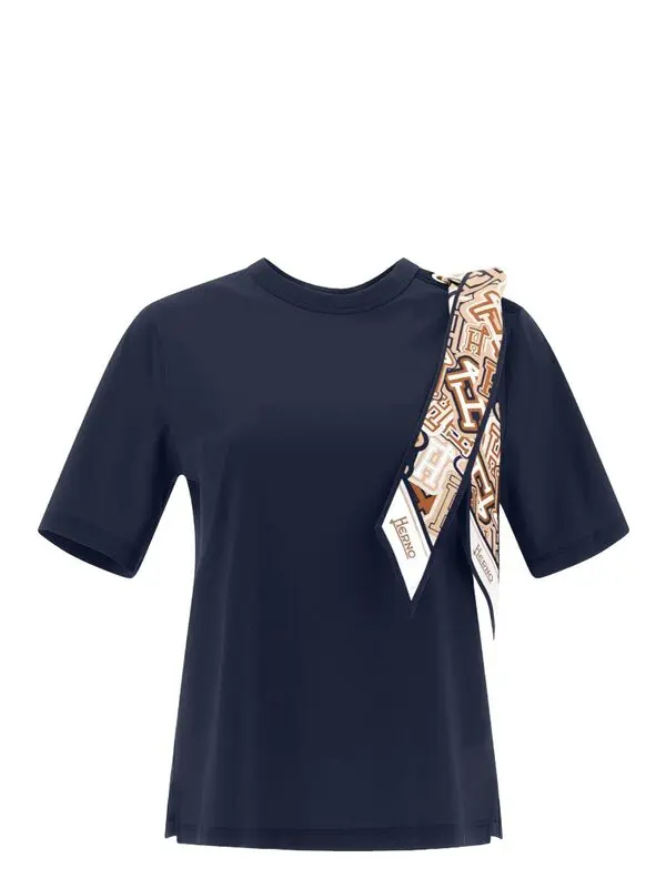 Herno Short-sleeve T-shirt With Scarf Detail - Black