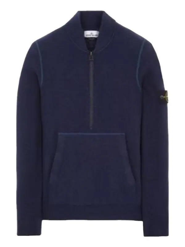 Stone Island Sanding Effect Knitted Pullover - Blue