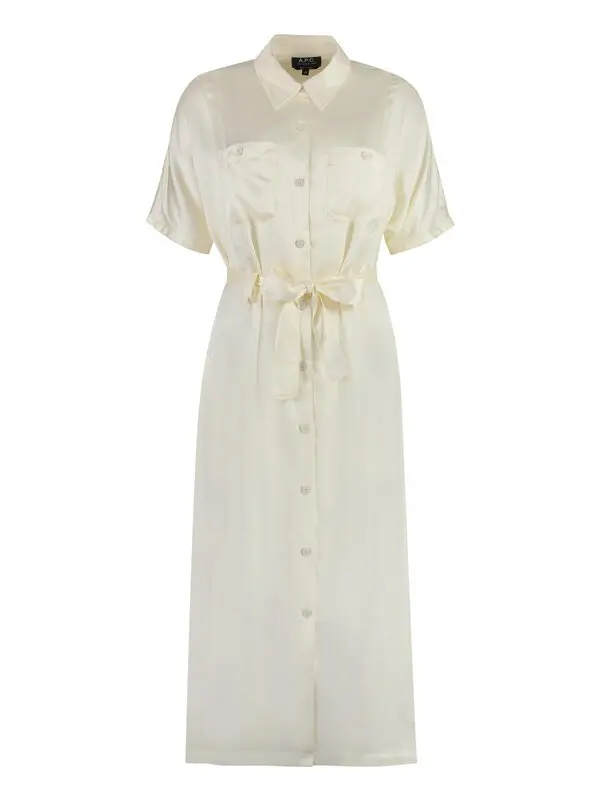 A.p.c. Twill Short-sleeved Shirt Dress - White