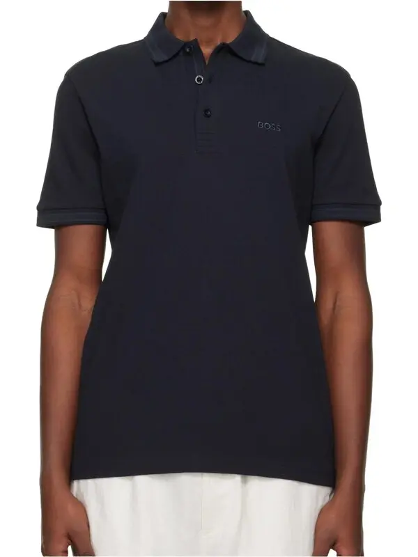Hugo Boss Logo Embroidered Short-sleeved Polo Shirt - Black