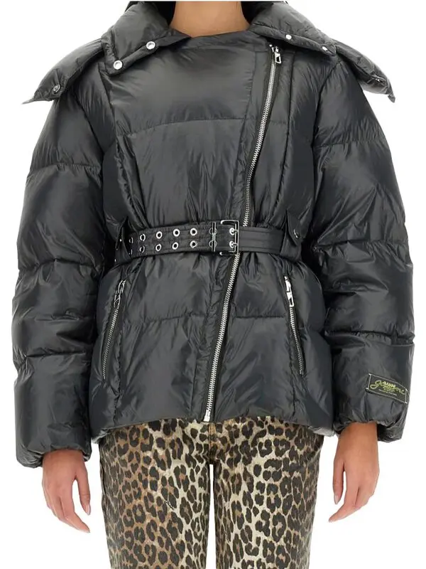 GANNI Hooded Puffer Jacket - Black