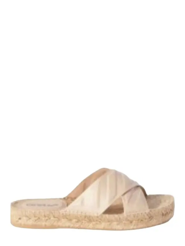Off-White Diag Leather Criss-cross Espadrilles - Nude