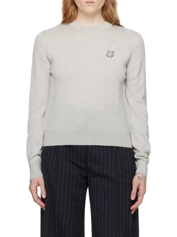 Maison Kitsuné Fox Head Patch Knitted Jumper - Gray