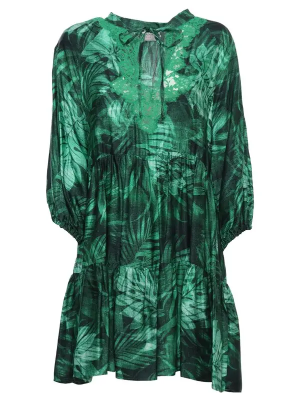 Ermanno Scervino Leaf Printed Dress - Green