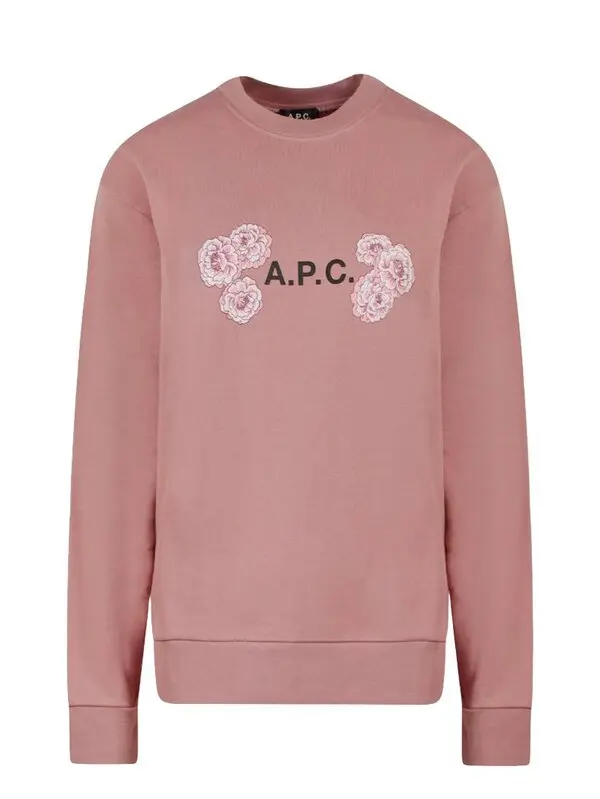 A.p.c. Logo Printed Crewneck Sweatshirt - Rose Pink