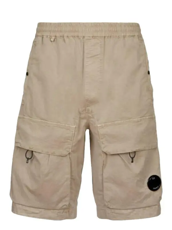 C.P. COMPANY Logo Patch Cotton Cargo Shorts - Nude