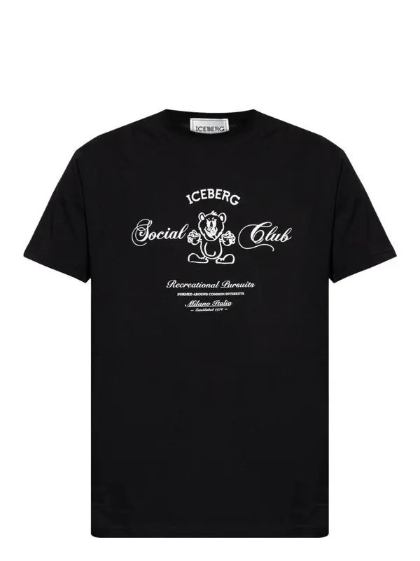 Iceberg Bear Printed Crewneck T-shirt - Black