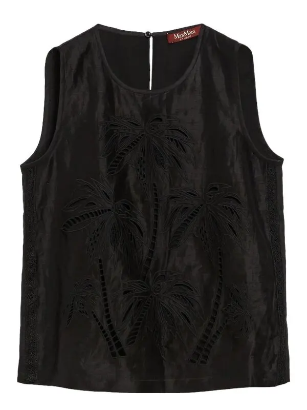 Max Mara Sleeveless Tropical Motif Vest - Black
