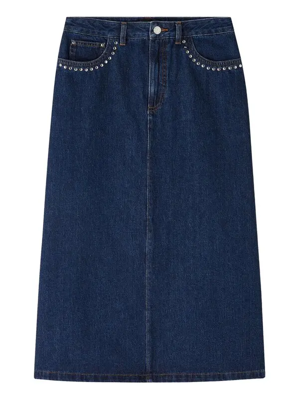 A.p.c. A-line Denim Midi Skirt With Rivet Embellishments - Blue