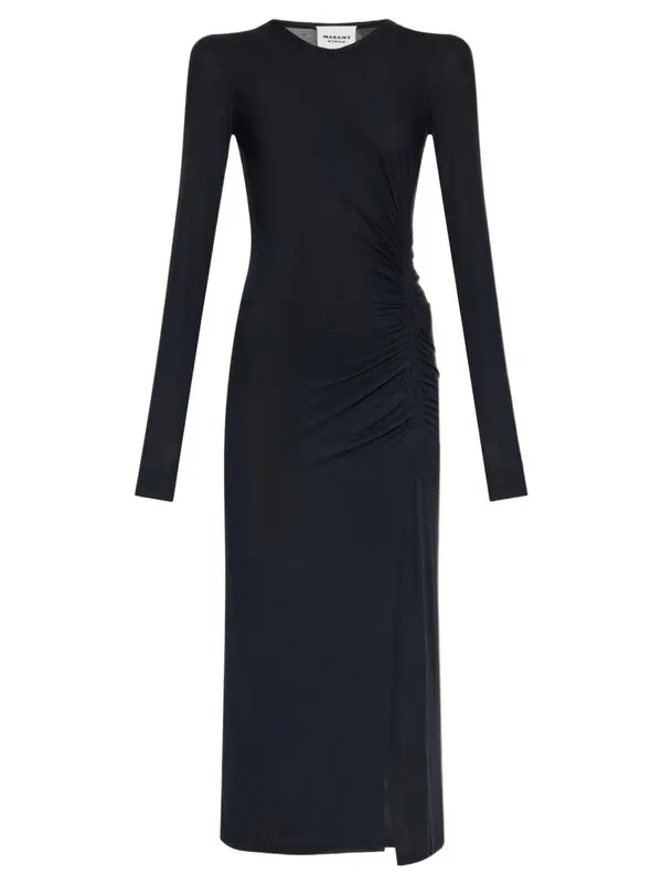 Isabel Marant Étoile Long Sleeve Gathered Midi Dress - Black