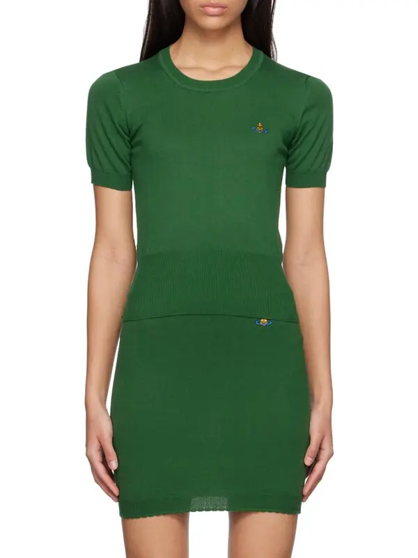 VIVIENNE WESTWOOD Short-sleeved Sweater With Chest Logo Embroidery - Green