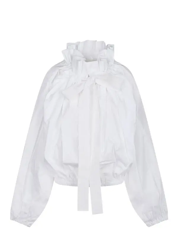PATOU Puff-sleeved Ruffled Poplin Blouse - White