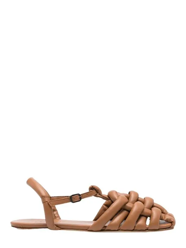 Hereu Square-headed Flat Sandals - Brown