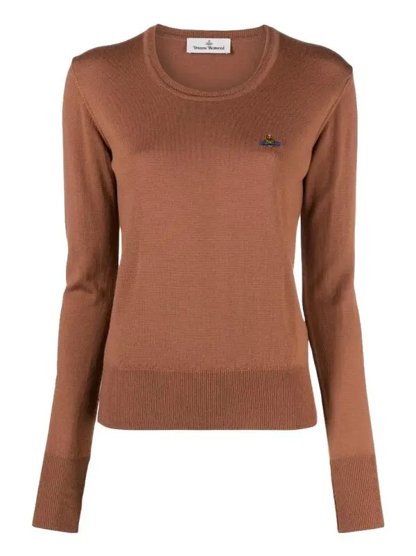 VIVIENNE WESTWOOD Round Neck Logo Pullover - Brown