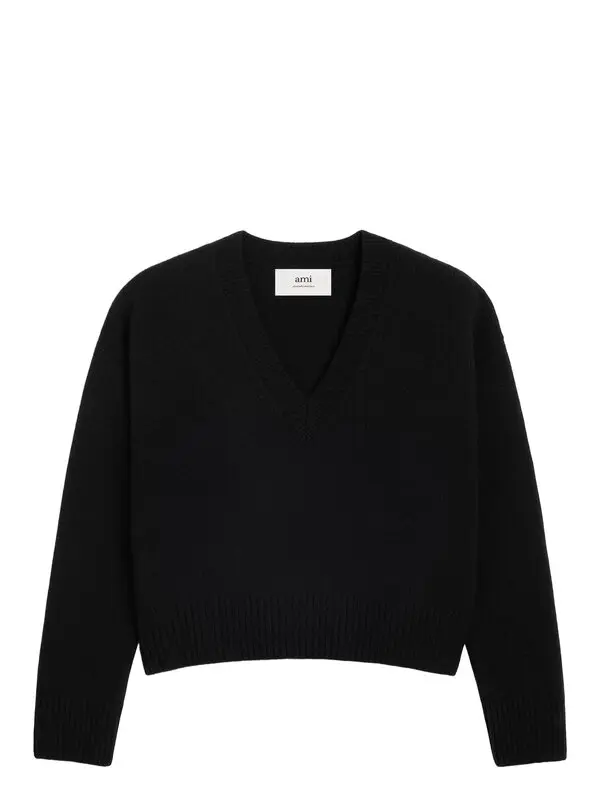 Ami V-neck Wool-cashmere Jumper - Black