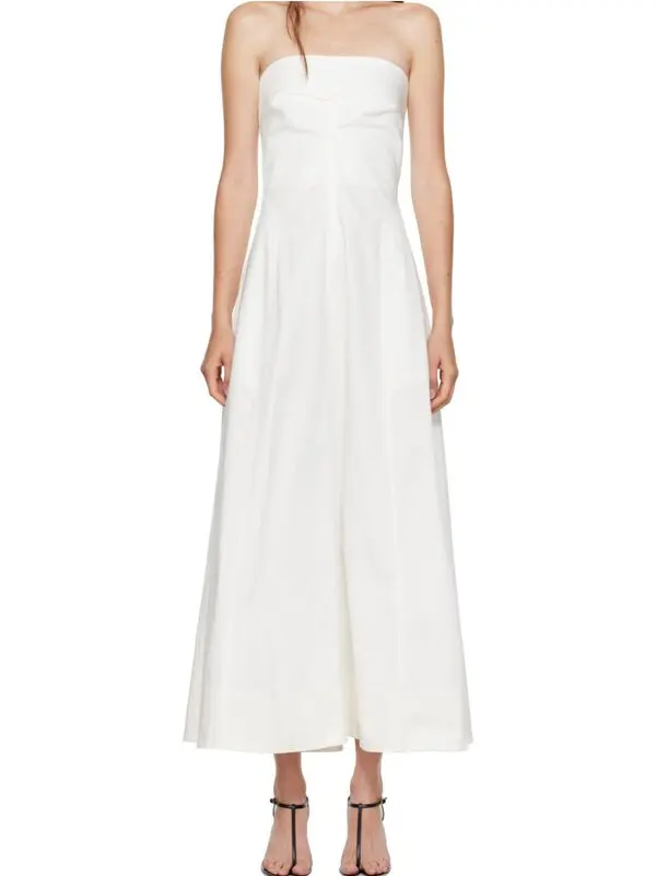 ST. AGNI Strapless Midi Dress - White