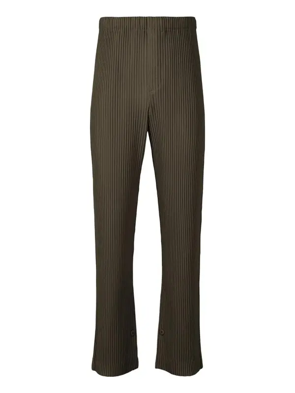 Issey Miyake Pleated Elasticated-waist Straight-leg Trousers - Muddy Brown