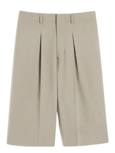 Ami Front Pleated Bermuda Shorts - Nude