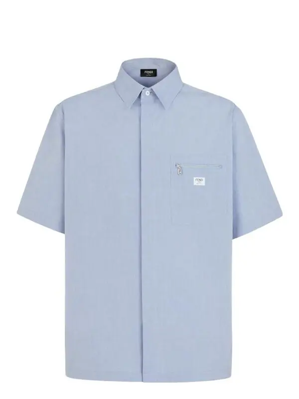 Fendi Logo Printed Short Sleeved Shirt - Blue