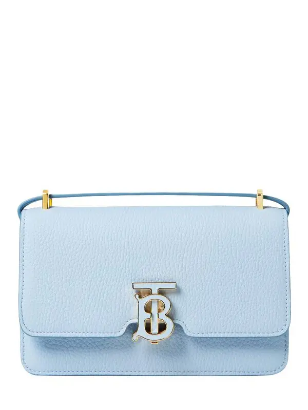 Burberry Mini Tb Bag In Grained Leather - Blue
