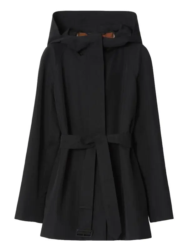 Burberry Belted-waist Hooded Coat - Black