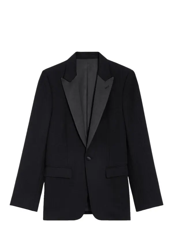 Celine Classic Tux Jacket In Grain De Poudre Wool - Black