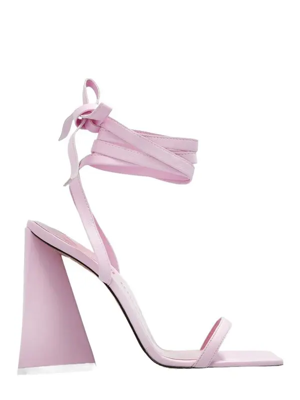 Attico Isa Ankle-tie Sandals With Sculptural Heel - Pink