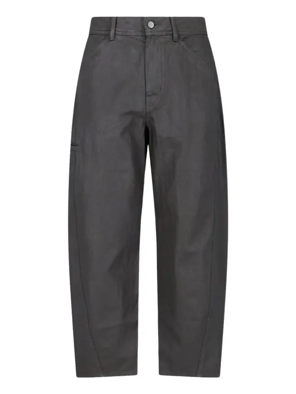 LEMAIRE Belted Cotton Trousers - Gray