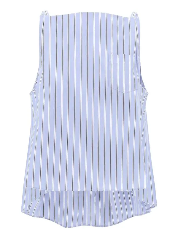 Sacai Boat Neck Pleated Poplin Camisole - Blue