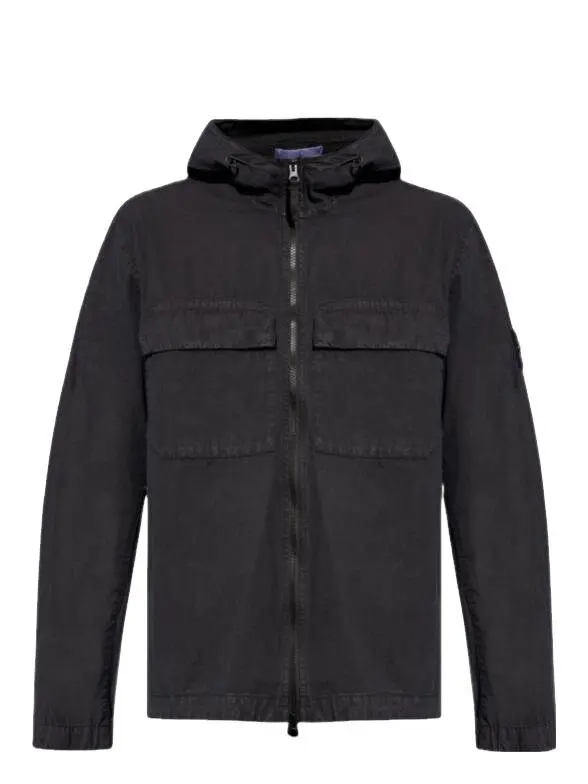 Stone Island Compass-badge Hooded Jacket - Blue