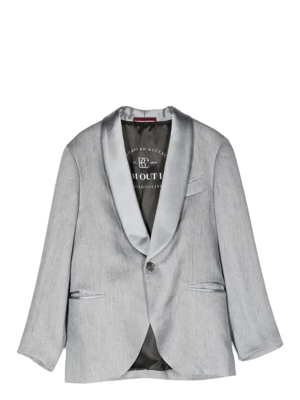 Brunello Cucinelli Single-breasted Linen Blazer - Gray