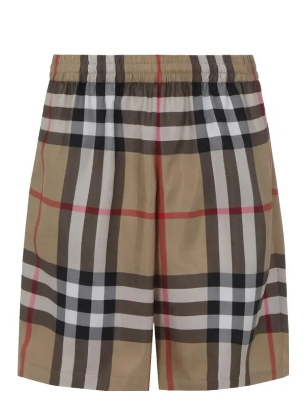 Burberry Checked Elasticated Waist Shorts - Gray