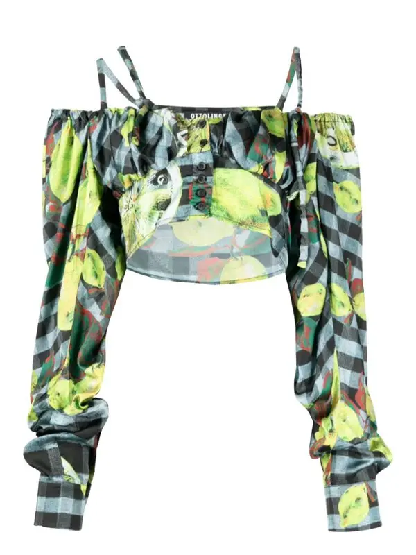 Ottolinger Lemon Check Print Blouse - Green