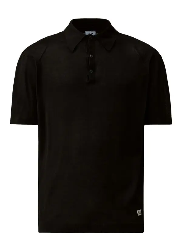 C.P. COMPANY Logo-patch Knitted Polo Shirt - Black