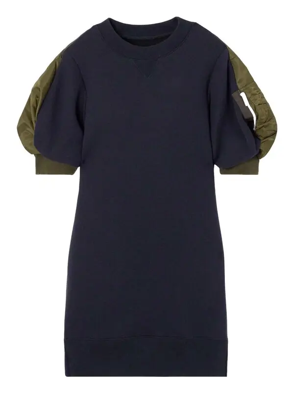 Sacai Puff-sleeved Jersey Minidress - Black