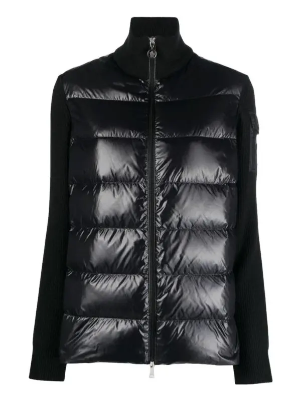 Moncler Long-sleeved Sweater With Standing Collar And Zipper - Black