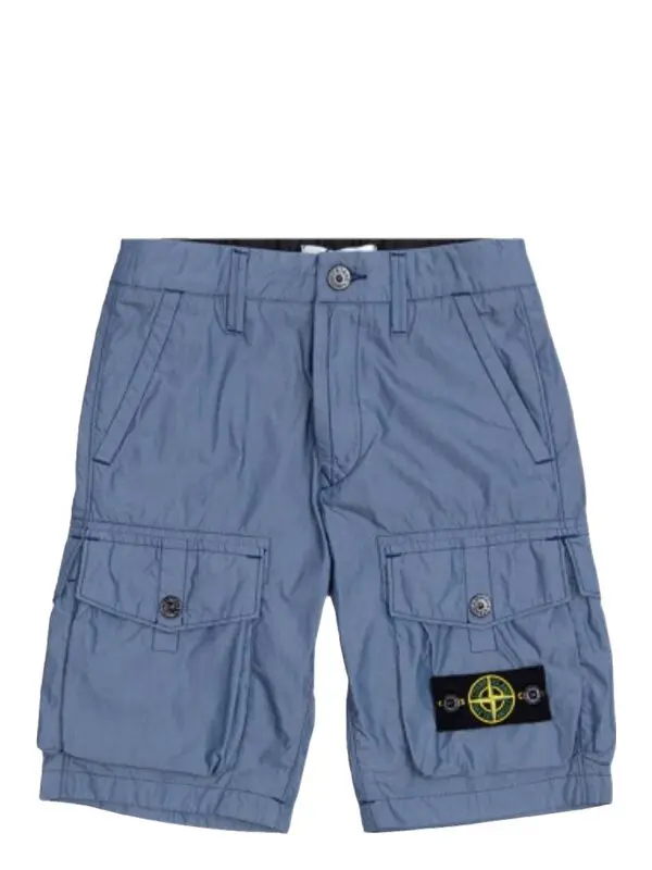 Stone Island Logo Patch Cargo Shorts - Royal Blue
