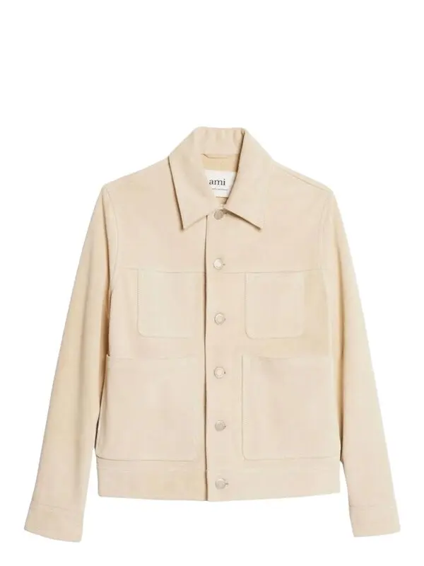 Ami Suede Buttoned Shirt Jacket - Nude