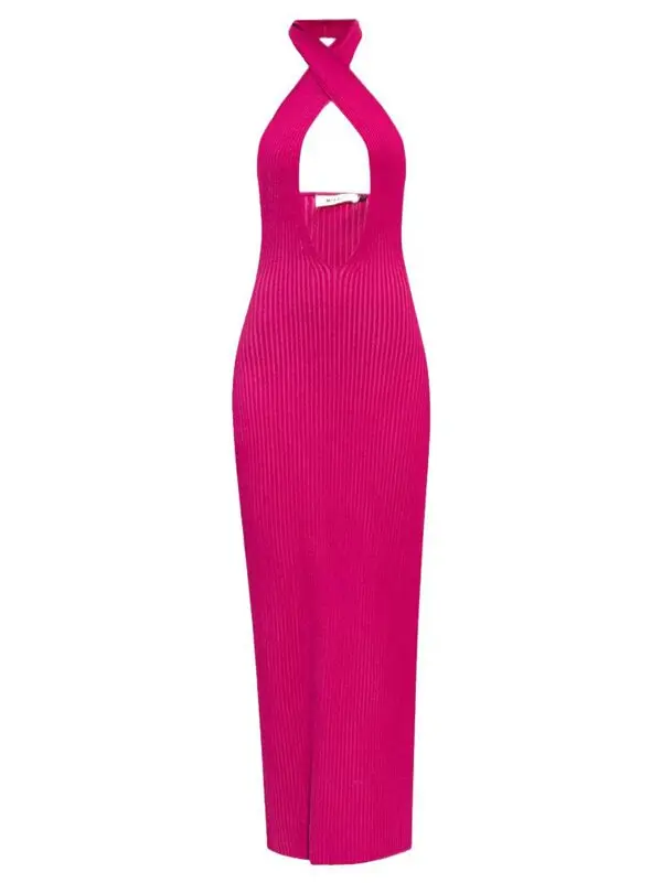 MISBHV Cut-out Detail Long Ribbed Dress - Pink
