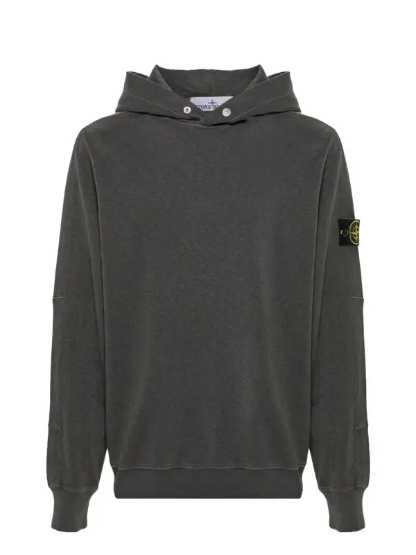 Stone Island Old Treatment Cotton Hoodie - Black