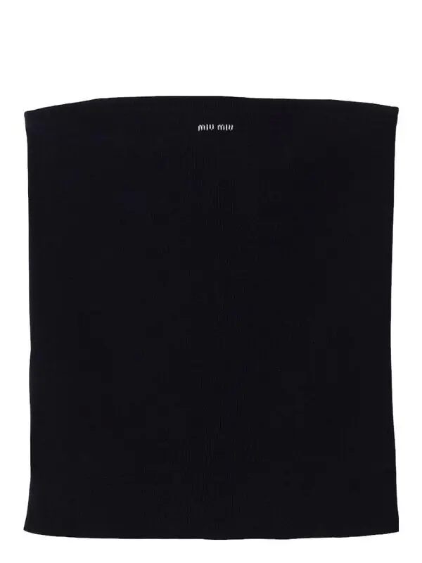 Miu Miu Cotton Knit Tube Top - Navy