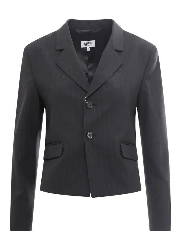 MAISON MARGIELA Single Breasted Striped Blazer - Black