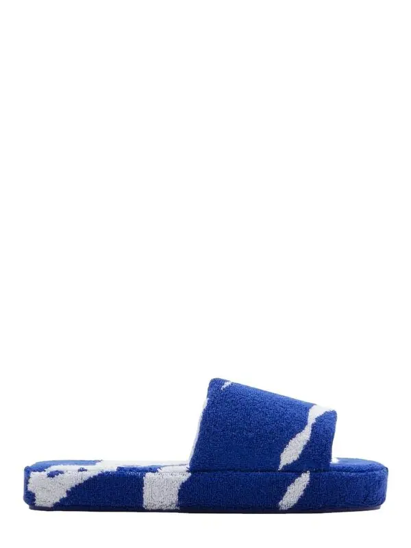 Burberry Cotton Terry Slides With Equestrian Knight Motif - Blue
