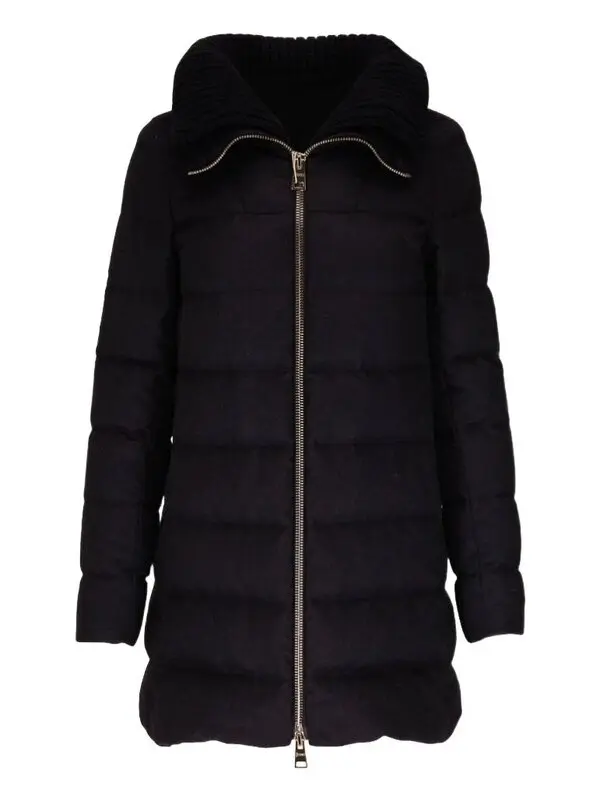 Herno Logo Long-sleeved Down Jacket - Black