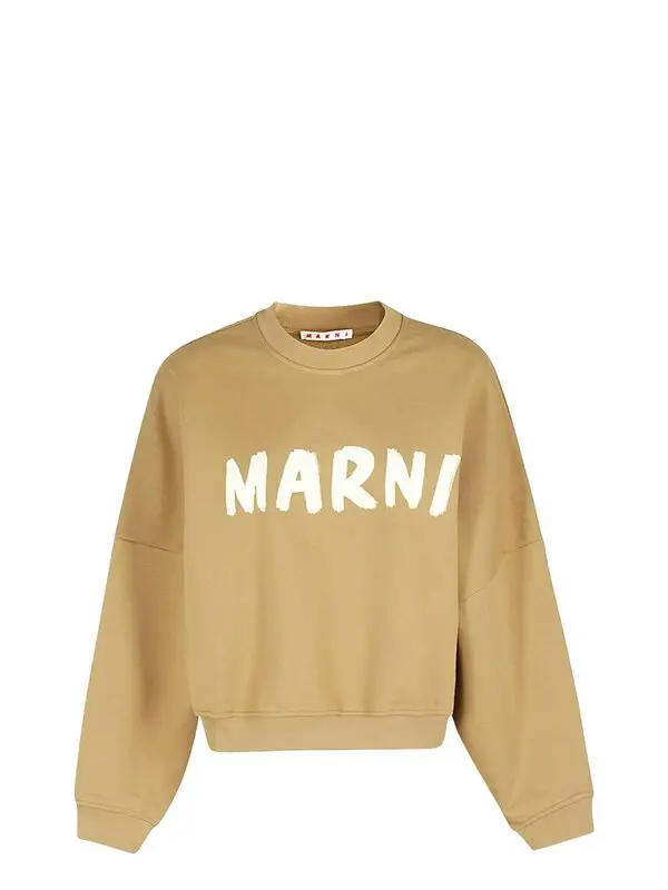 Marni Logo Printed Crewneck Sweatshirt - Olive