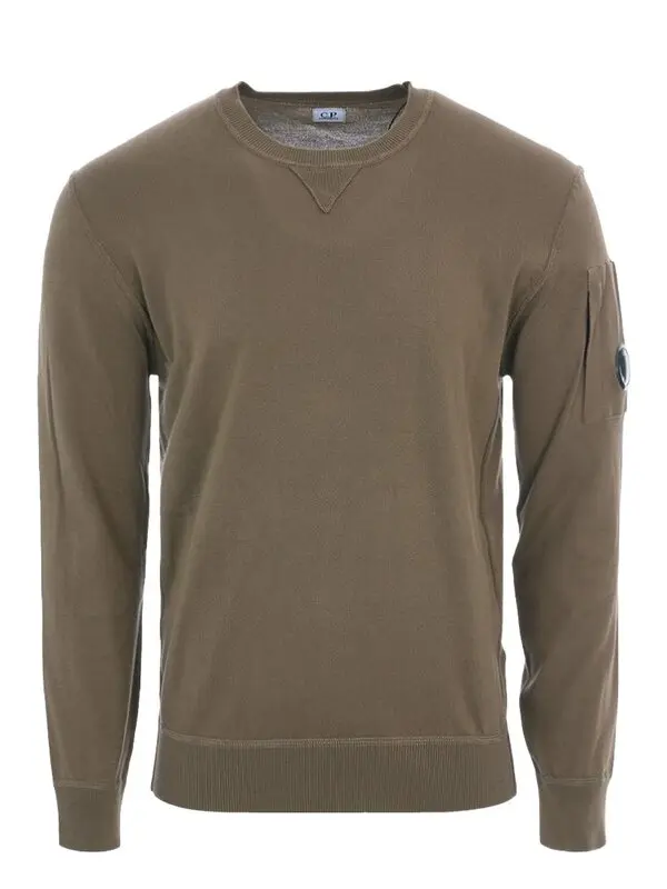 C.P. COMPANY Crew Neck Sweater With Lens Detail - Green