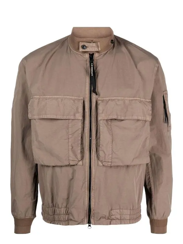 C.P. COMPANY Zip Up Short Jacket - Brown