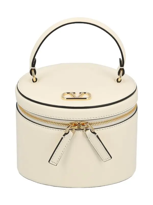 Valentino Garavani Mini V Logo Zipper Cosmetic Bag - Nude