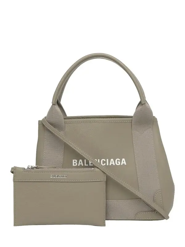 Balenciaga Logo Stitching Shoulder Bag With Pouch - Gray