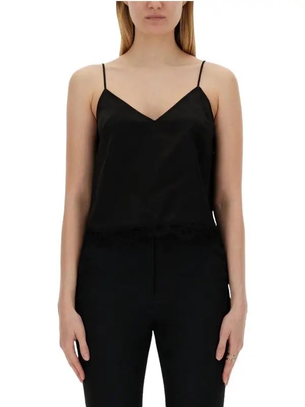 Alexander McQueen V-neck Thin Strap Top - Black